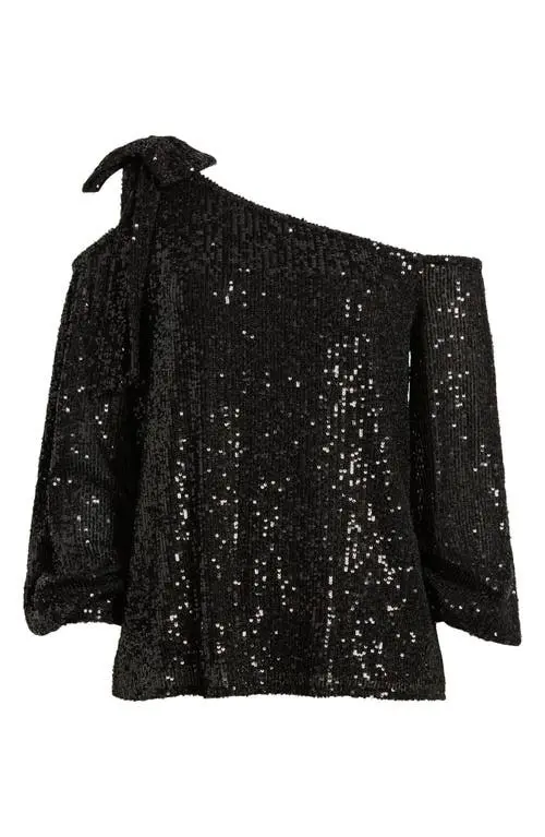 CECE DUPRAZ One-shoulder Sequin Top With Bow Detail