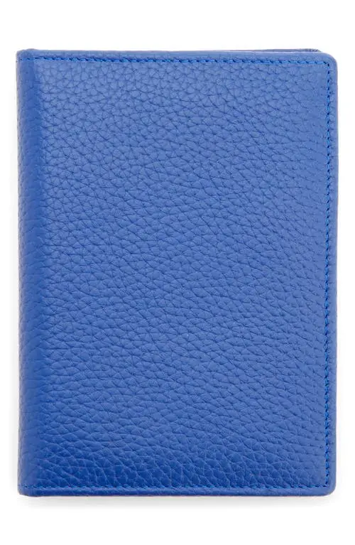 ROYCE NEW YORK Personalized Leather Vaccine Card Holder - Blue Silver Foil