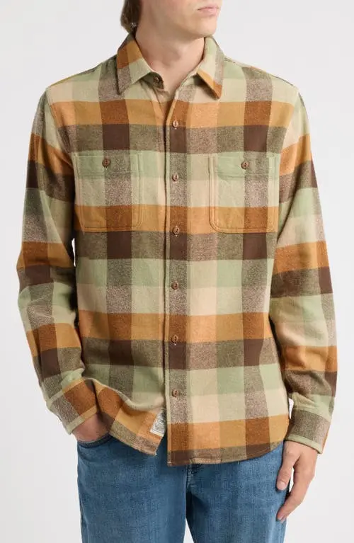SCHOTT Buffalo Check Flannel Long Sleeve Button-up Shirt