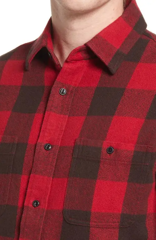 SCHOTT Buffalo Check Flannel Long Sleeve Button-up Shirt