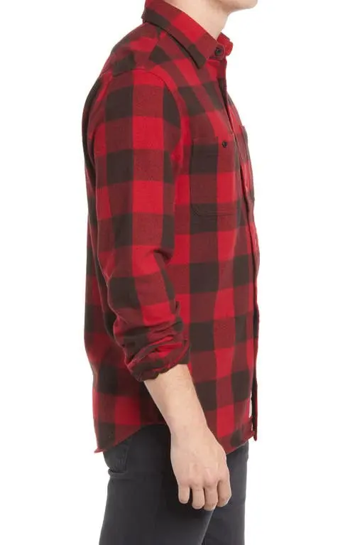 SCHOTT Buffalo Check Flannel Long Sleeve Button-up Shirt