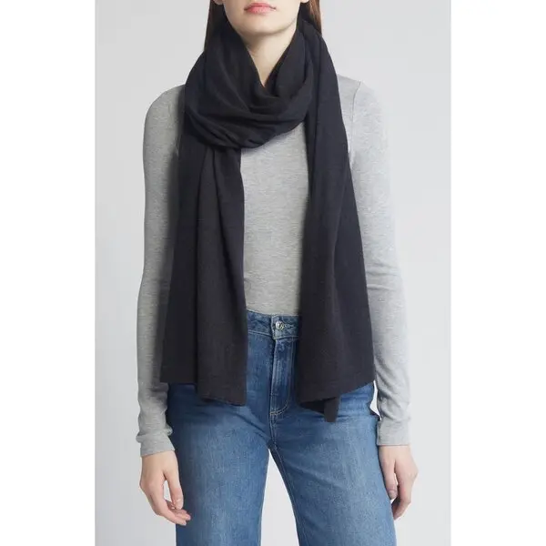 Nordstrom Transitional Knit Travel Wrap - Black Rock Heather