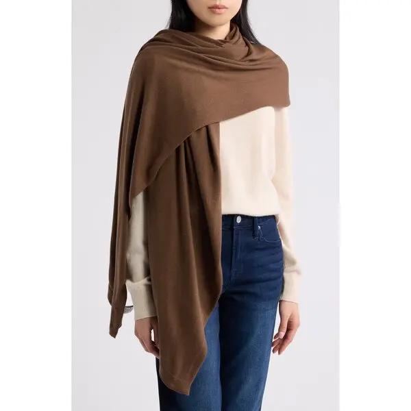Nordstrom Transitional Knit Travel Wrap - Brown Drum