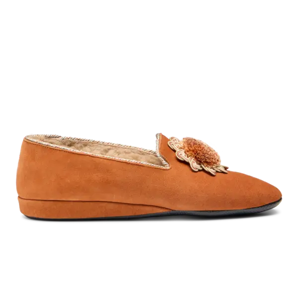 Sarah Flint Fireside House Slipper - Cognac Suede