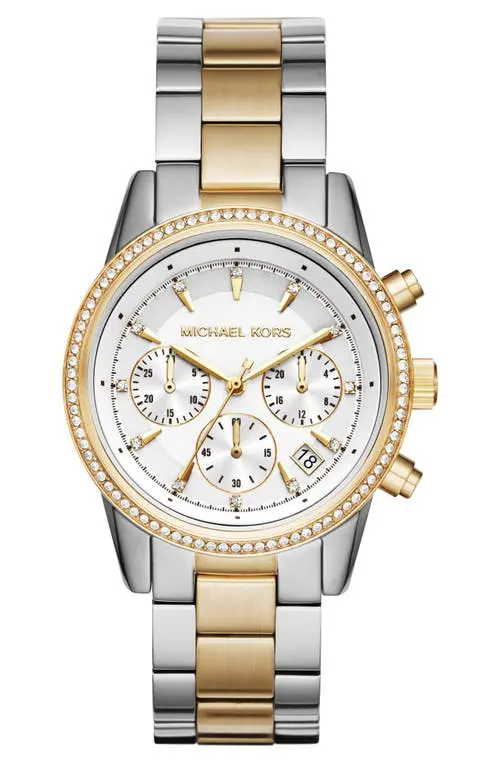 Michael Kors Ritz Chronograph Bracelet Watch - Silver/white/gold