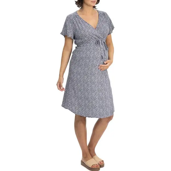 ANGEL MATERNITY Floral Wrap Maternity/nursing Dress