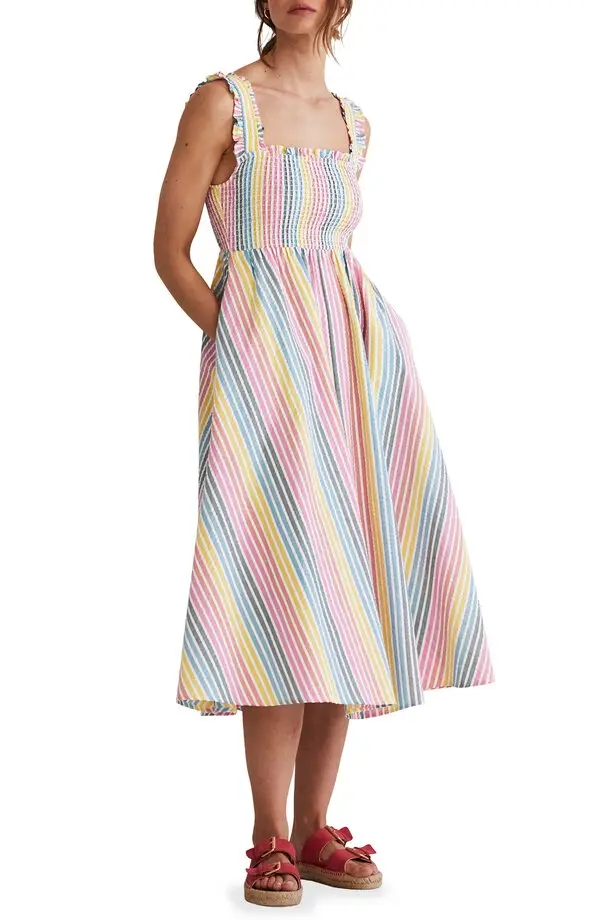 Boden Stripe Cotton Seersucker Sundress In Rainbow Seersucker - 35% Off |  Editorialist