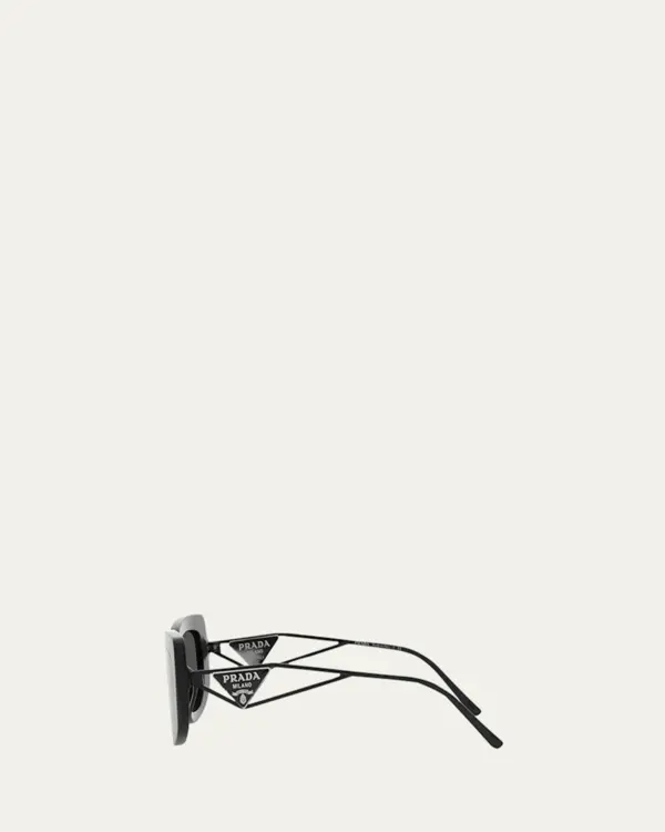 Prada Rectangle Acetate & Metal Sunglasses - Black
