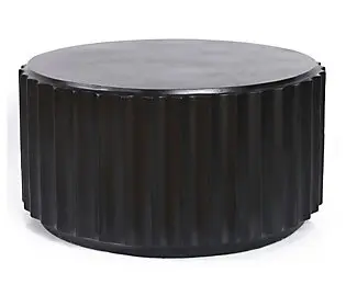 LUXEN HOME Luxenhome Black Cement Round Coffee Table - One-color