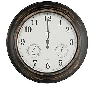 PURE GARDEN 18' Indoor Outdoor Wall Clock Therm Ometer - One-color