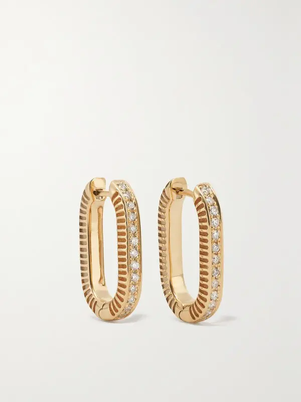L’ATELIER NAWBAR Lock Ray Small 18-karat Mother-of-pearl And Diamond Earrings - Gold