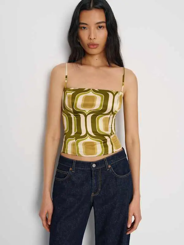 Reformation Overland Silk Top - Green | Editorialist