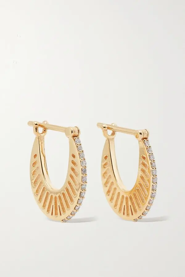 L’ATELIER NAWBAR Flat Ray Diamond Hoop Earrings - Gold