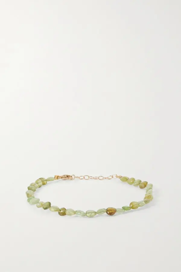 Jia Jia Gold Garnet Beaded Bracelet - Green