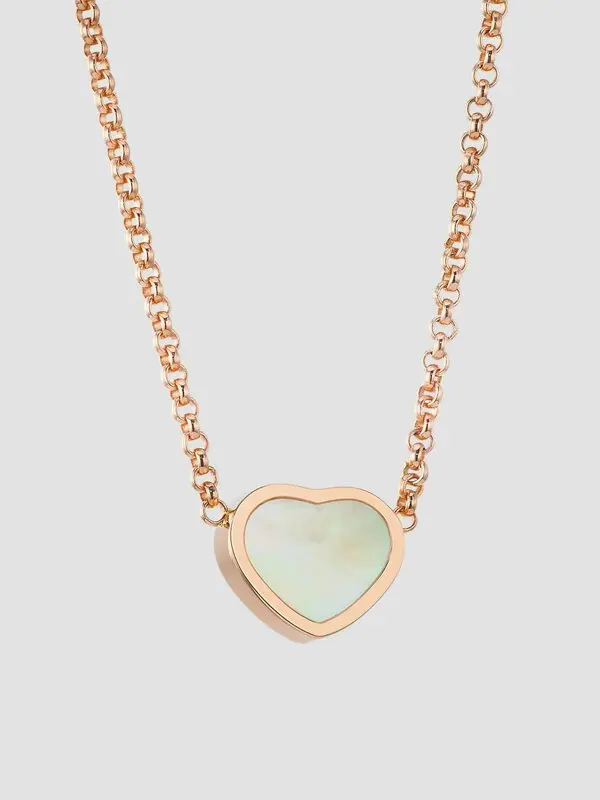 Chopard My Happy Hearts 18k Rose Gold & Mother-of-pearl Heart Pendant Necklace - Pink