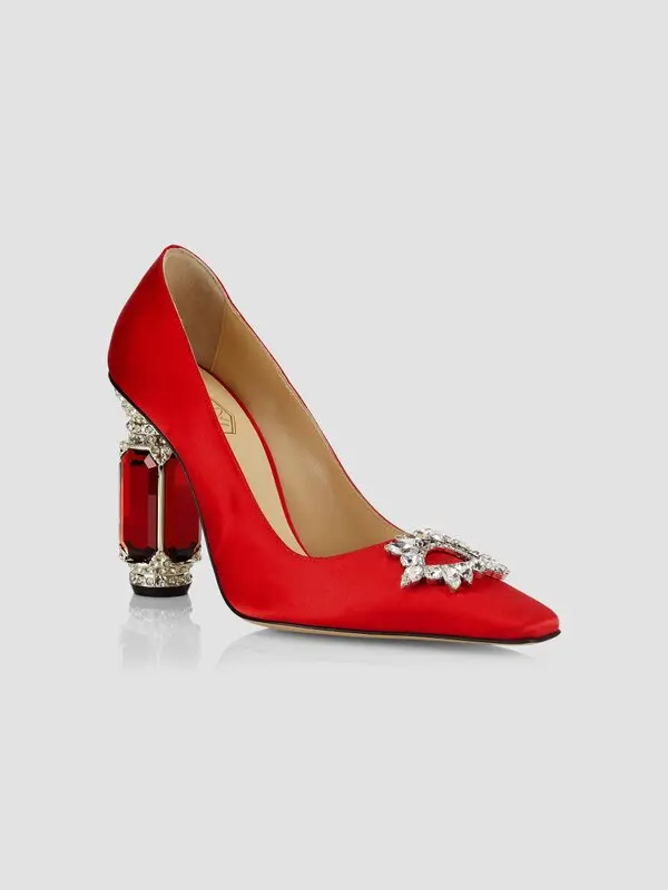 NALEBE Aurum 102mm Satin Crystal-embellished Pumps