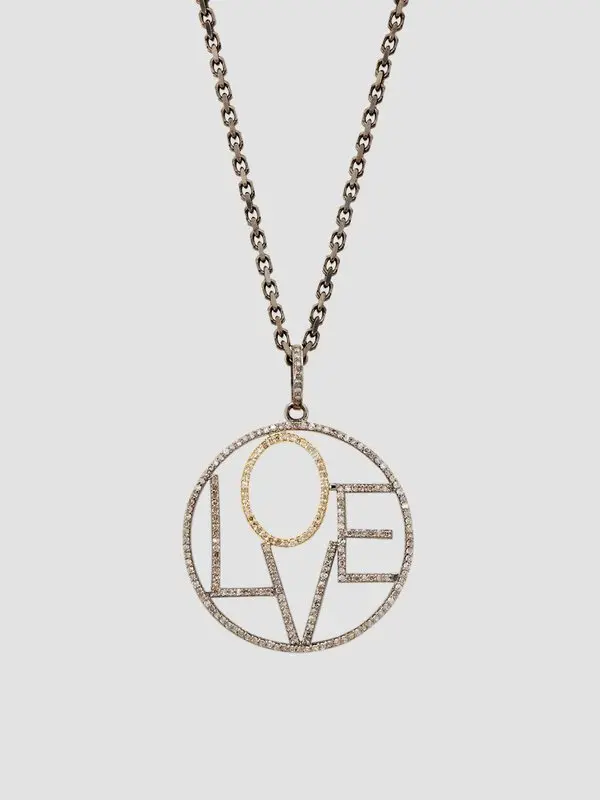 Nina Gilin Sterling 14k Yellow Gold, & Diamond "love" Pendant Necklace - Silver