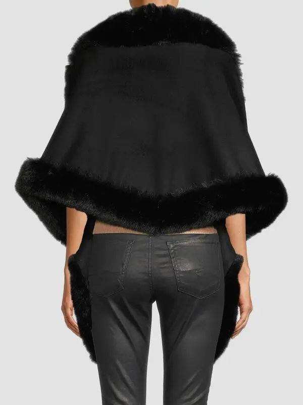 Sofia Cashmere Faux Fur & Cashmere Diamond Wrap