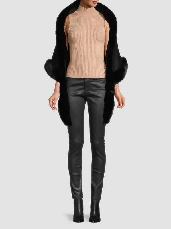 Sofia Cashmere Faux Fur & Cashmere Diamond Wrap