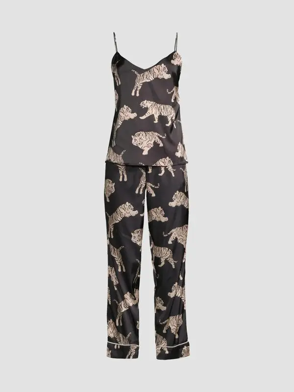 AVERIE Sierra 2-piece Tiger-print Satin Pajama Set