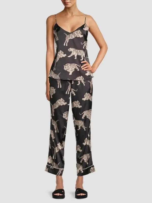 AVERIE Sierra 2-piece Tiger-print Satin Pajama Set