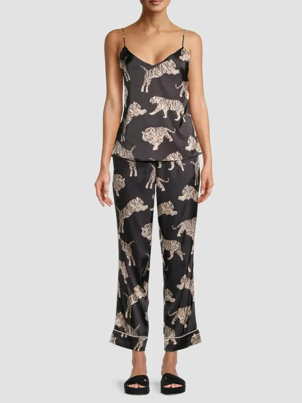 AVERIE Sierra 2-piece Tiger-print Satin Pajama Set