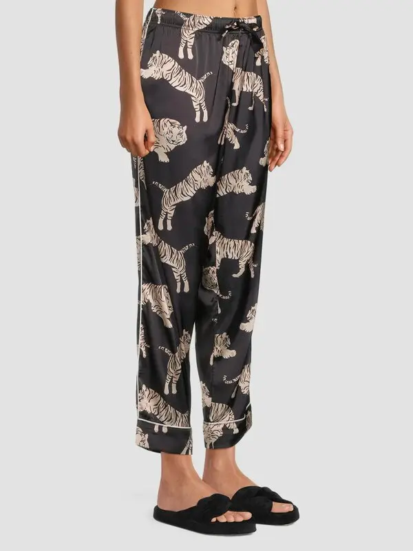 AVERIE Sierra 2-piece Tiger-print Satin Pajama Set