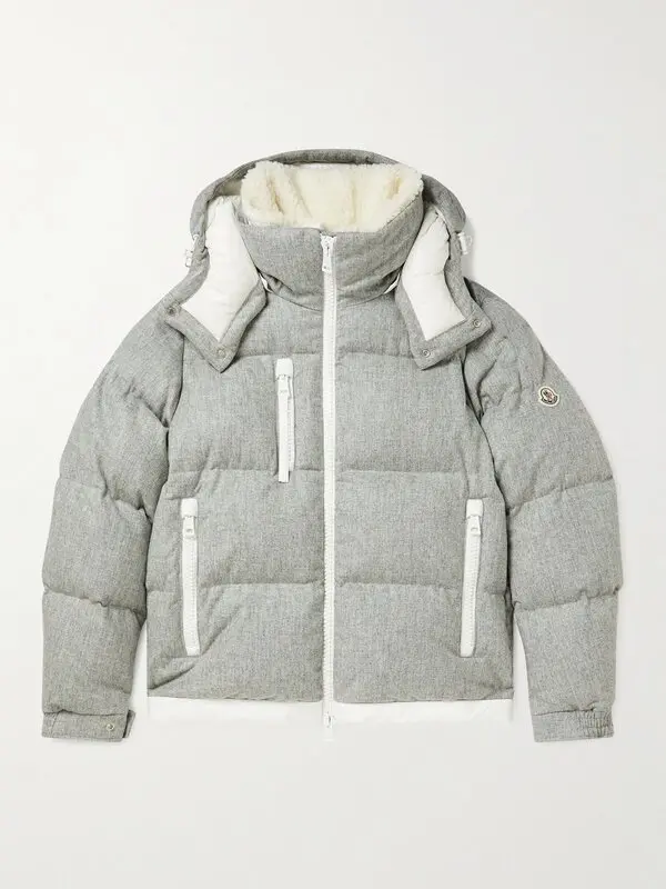 Moncler Tarentaise Quilted Virgin Wool-flannel Hooded Down Jacket - Gray