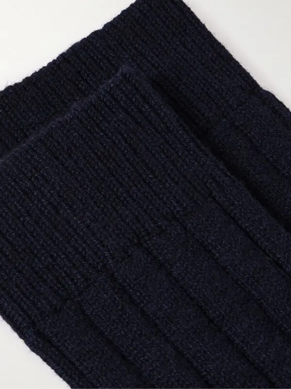 William Lockie Ribbed Stretch Cashmere-blend Socks M