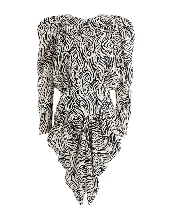 Isabel Marant Mini Dress Silk Zebra Print - Ivory