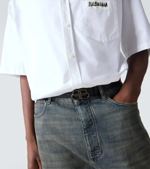 Balenciaga Bb Leather Belt - Black