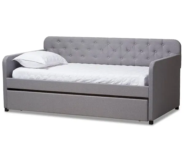 BAXTON STUDIO Camelia Modern And Contemporary Upholstered Day Bed Trundle - One-color