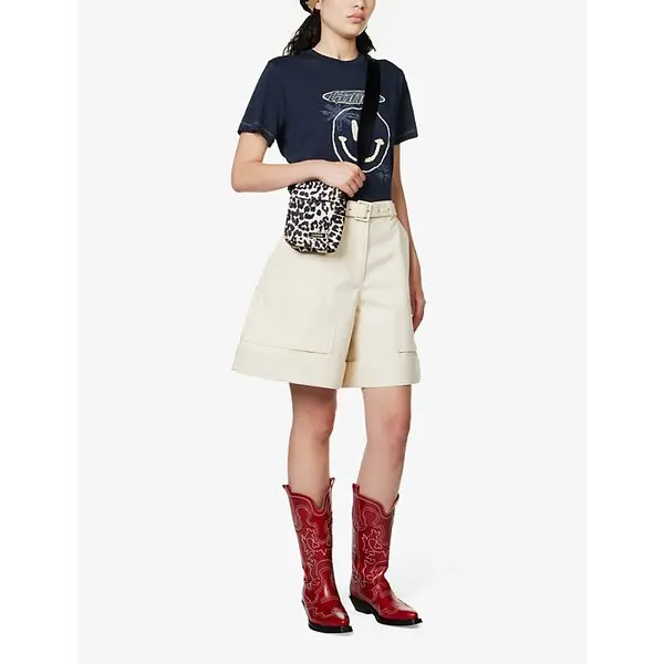 GANNI Light Graphic-print Cotton-jersey T-shirt