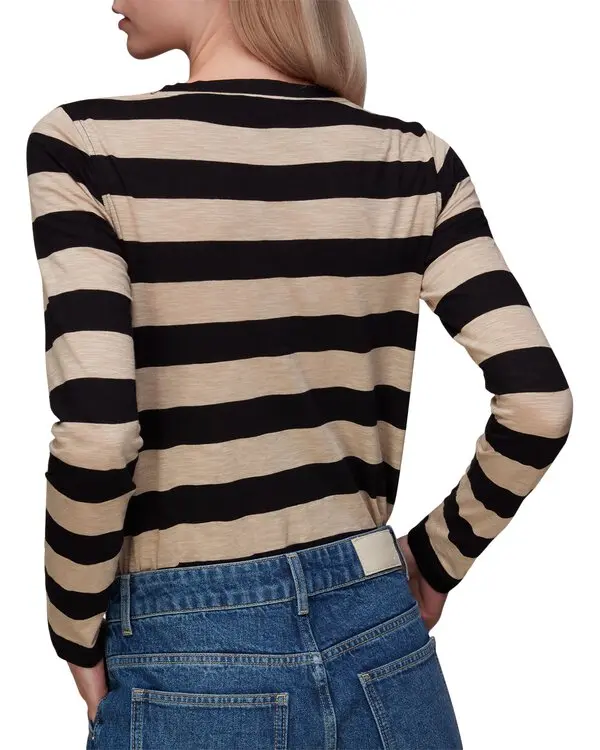 Whistles Cotton Striped Crewneck Top