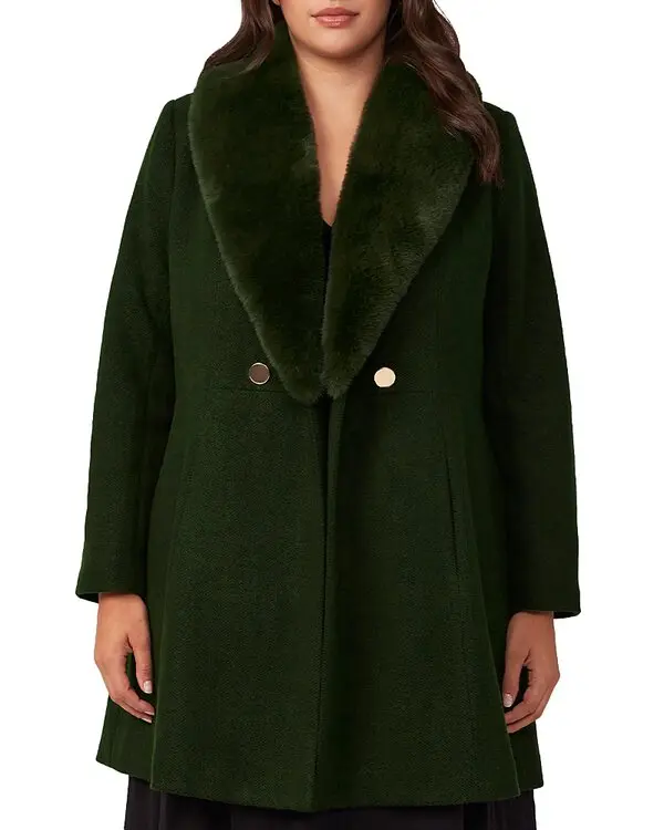 ESTELLE Grammys Faux Fur Trimmed Coat - Olive