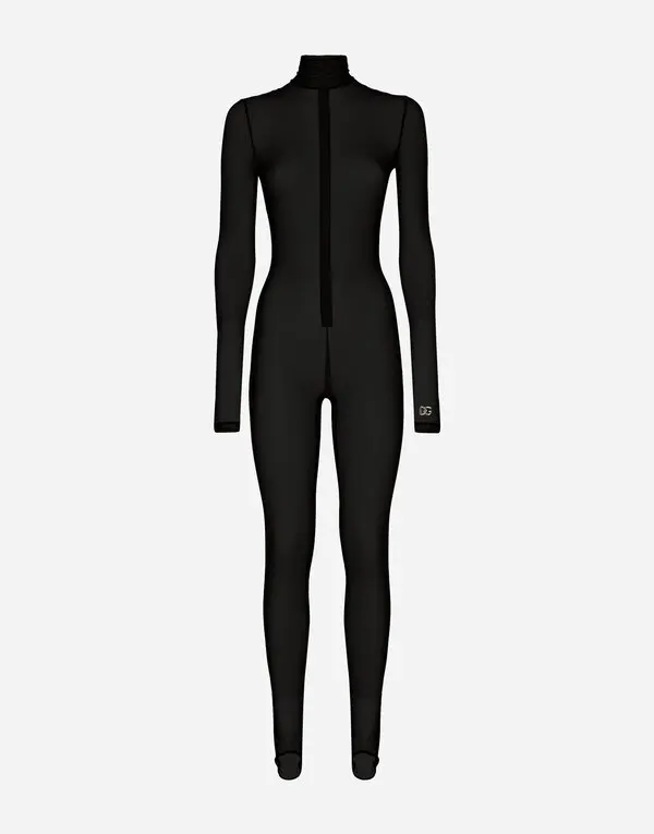 Dolce & Gabbana Tulle Turtle-neck Jumpsuit - Black