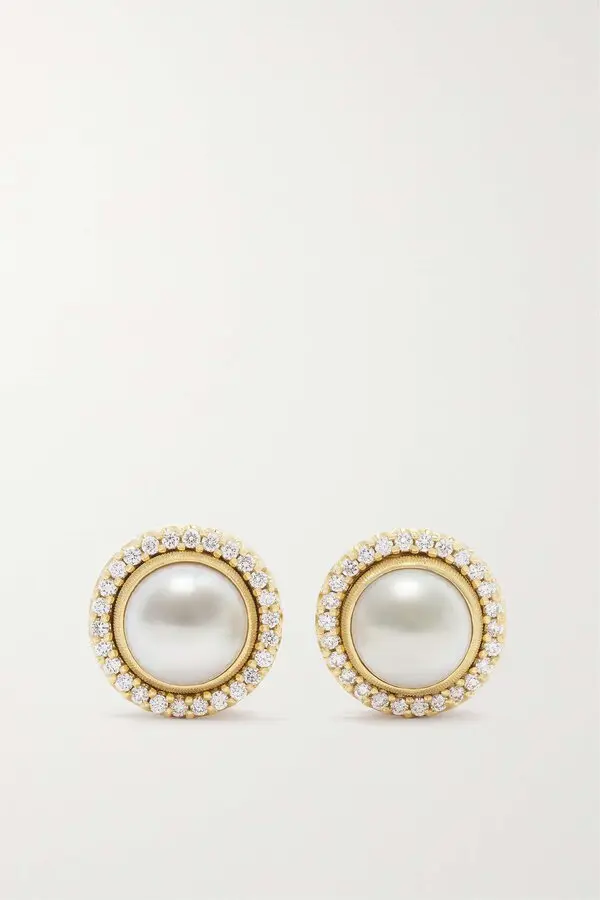 OLE LYNGGAARD COPENHAGEN Lotus Pearl And Diamond Earrings - Gold