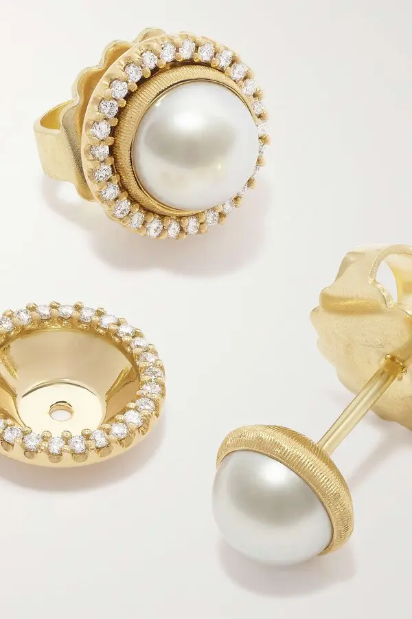OLE LYNGGAARD COPENHAGEN Lotus Pearl And Diamond Earrings - Gold