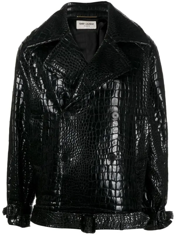 Saint Laurent Double-breasted Leather Coat