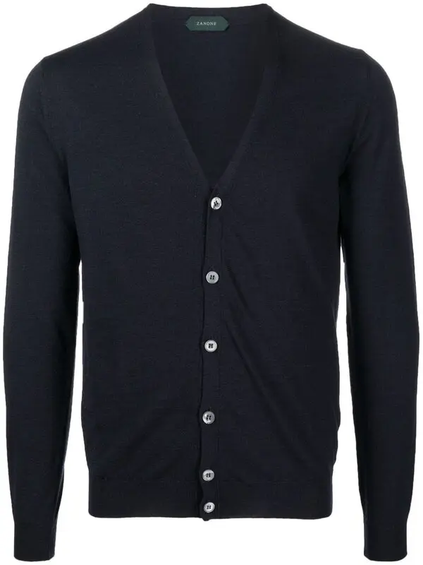 ZANONE Virgin-wool Blend Buttoned Cardigan - Blue