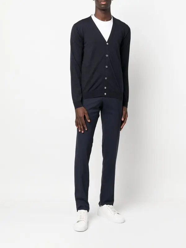 ZANONE Virgin-wool Blend Buttoned Cardigan - Blue