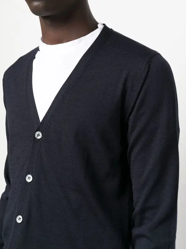 ZANONE Virgin-wool Blend Buttoned Cardigan - Blue