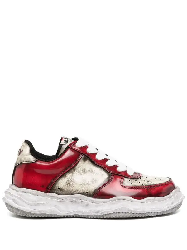 Mihara Yasuhiro Wayne Distressed Low-top Sneakers - Red