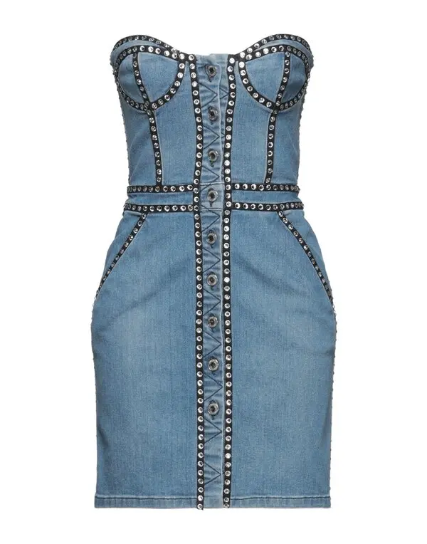 Moschino Mini Denim Dress With Appliqués