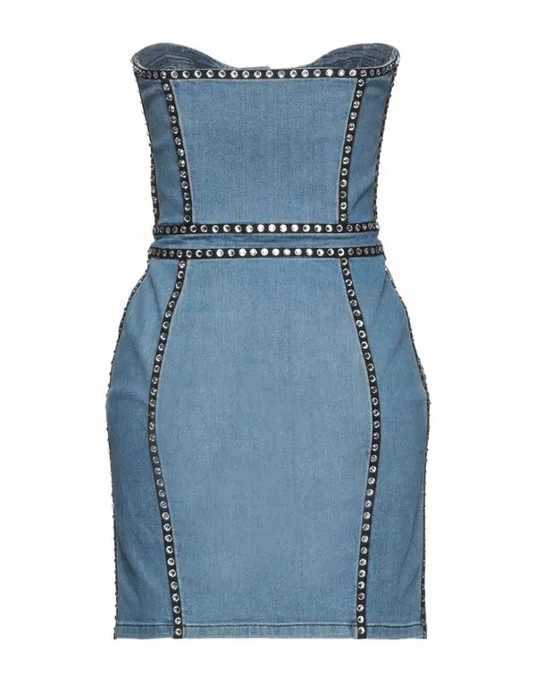 Moschino Mini Denim Dress With Appliqués
