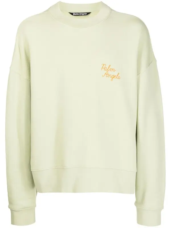 Palm Angels Logo-embroidered Sweatshirt - Green