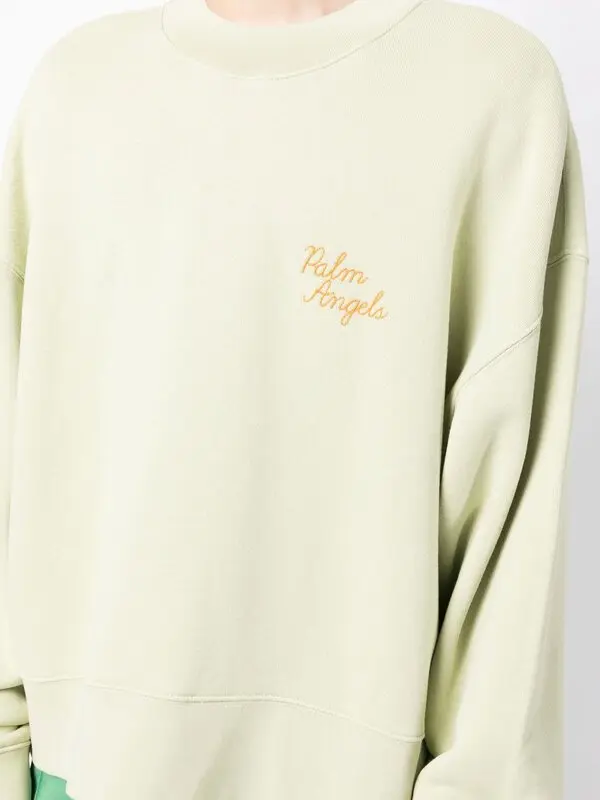Palm Angels Logo-embroidered Sweatshirt - Green