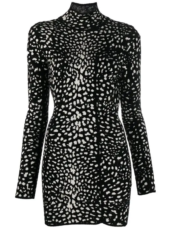 Roberto Cavalli Leopard Jacquard Mini Dress