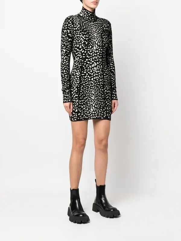 Roberto Cavalli Leopard Jacquard Mini Dress