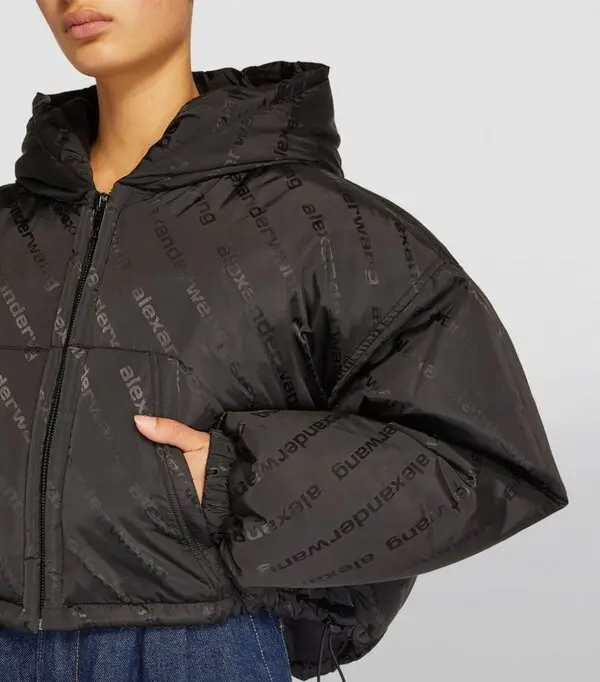 Alexander Wang Cropped Logo Puffer Jacket